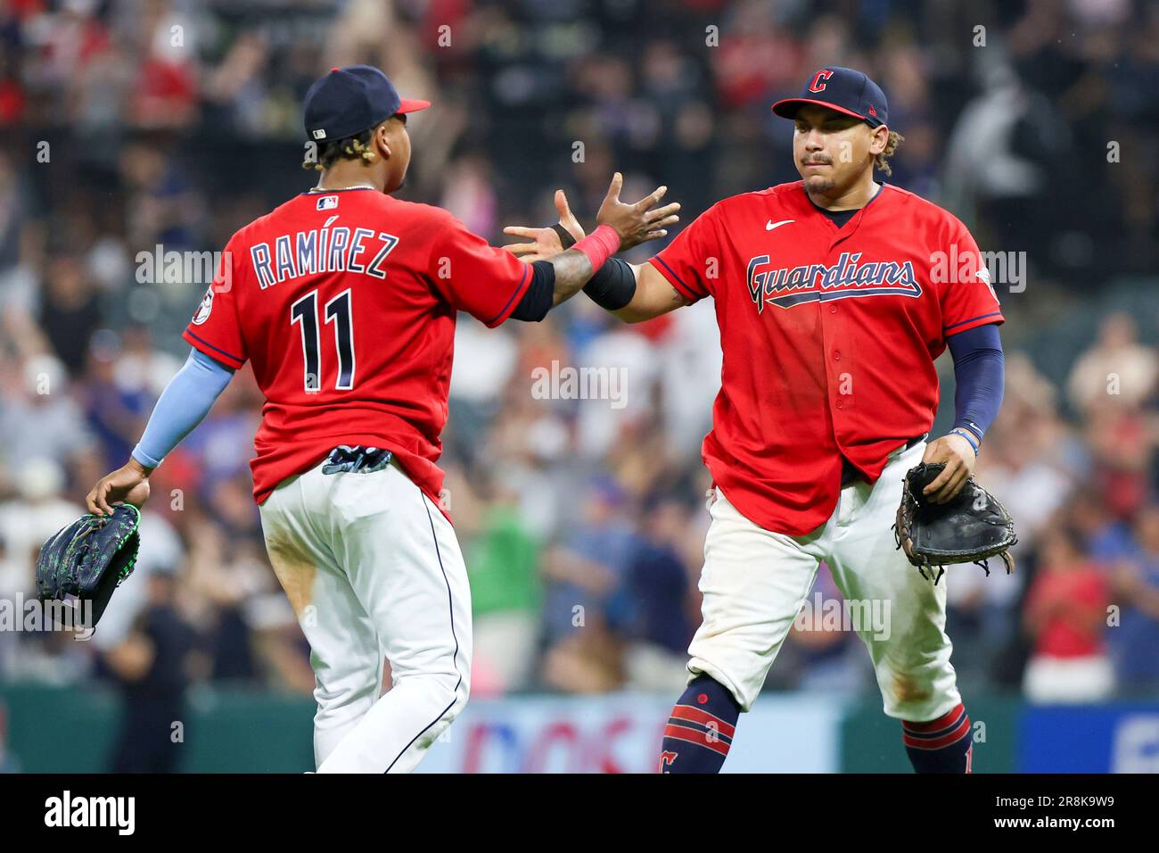 CLEVELAND, OH - JUNE 21: Cleveland Guardians third baseman Jose Ramirez ...