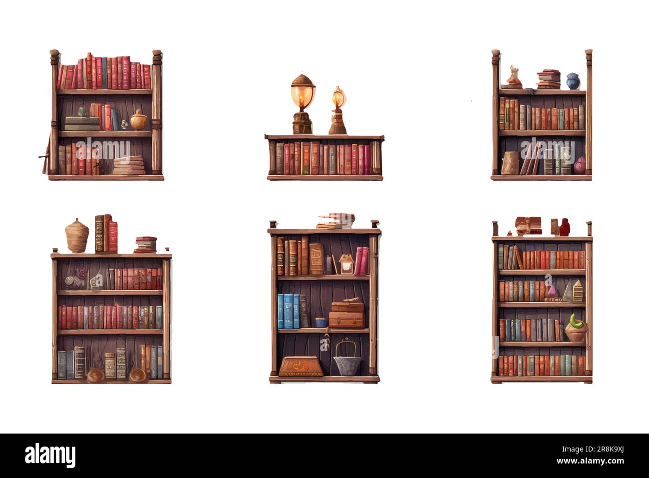 ui set vector illustration of bookshelf isolate on white background ...