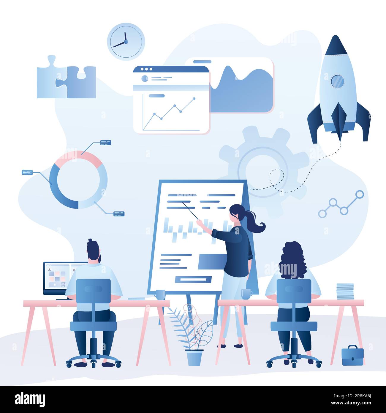 Business presentation and discussion in office. New startup development ...