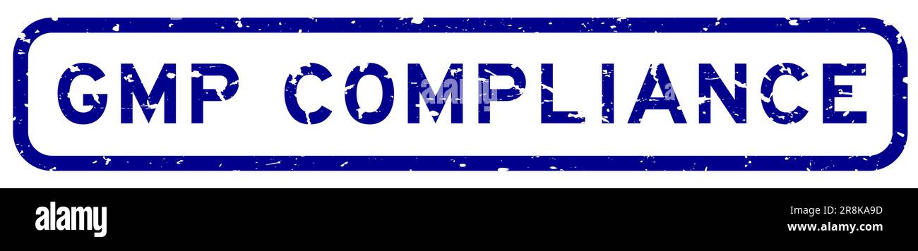 Grunge blue GMP (Good manufacturing practice) compliance word square ...