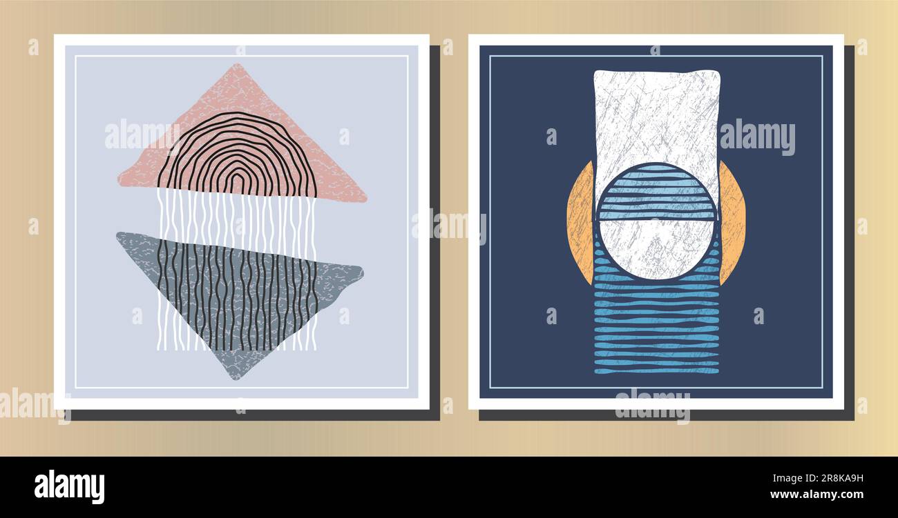 set of drawings with abstract geometric shapes for wall decoration ...