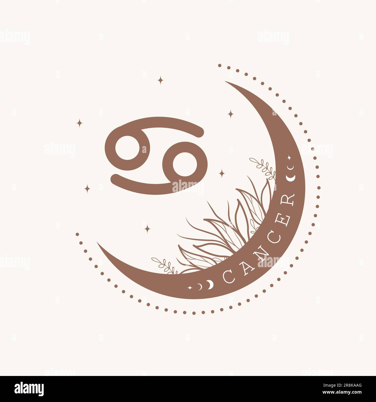 Astrological Cancer zodiac sign. Horoscope icon in boho minimalist ...