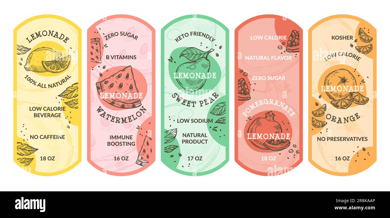 Lemonade drink label for package design set Stock Vector Image & Art ...