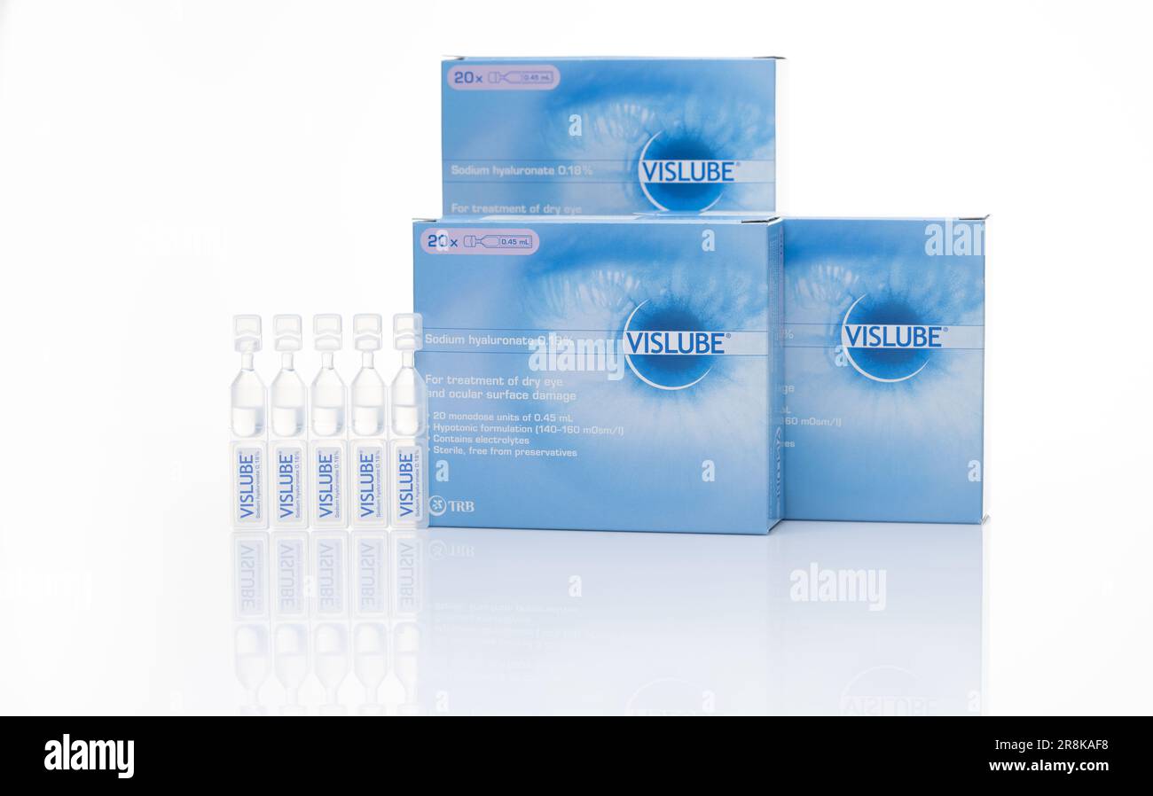 CHONBURI, THAILAND-MAY 3, 2023: Vislube artificial tears. Lubricating ...