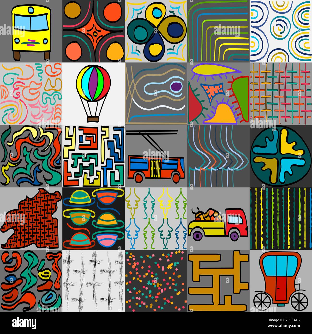 25 elements for seamless patterns. Colors are selected according to the ...