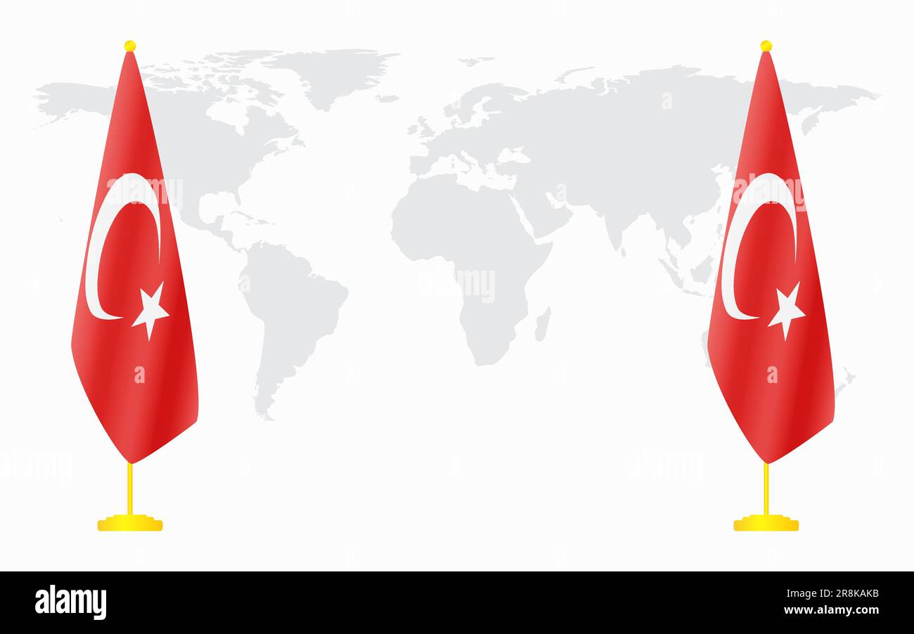 Turkey and Turkey flags for official meeting against background of ...