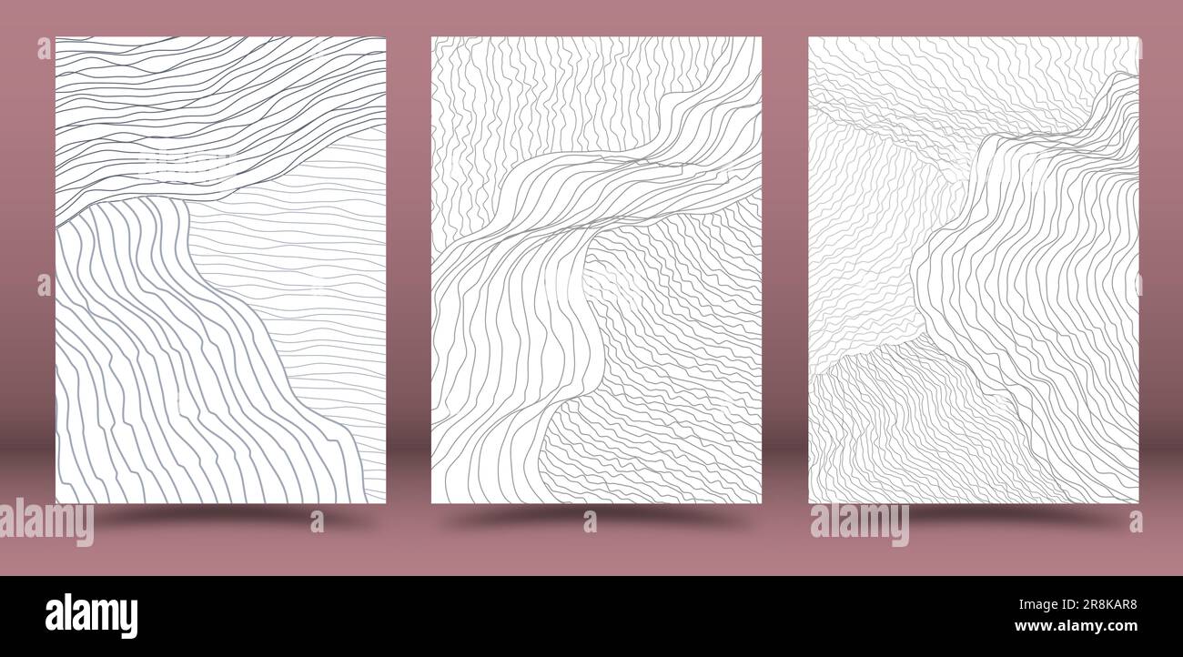 Abstract art for interior design, paintings, covers, posters. Wavy ...