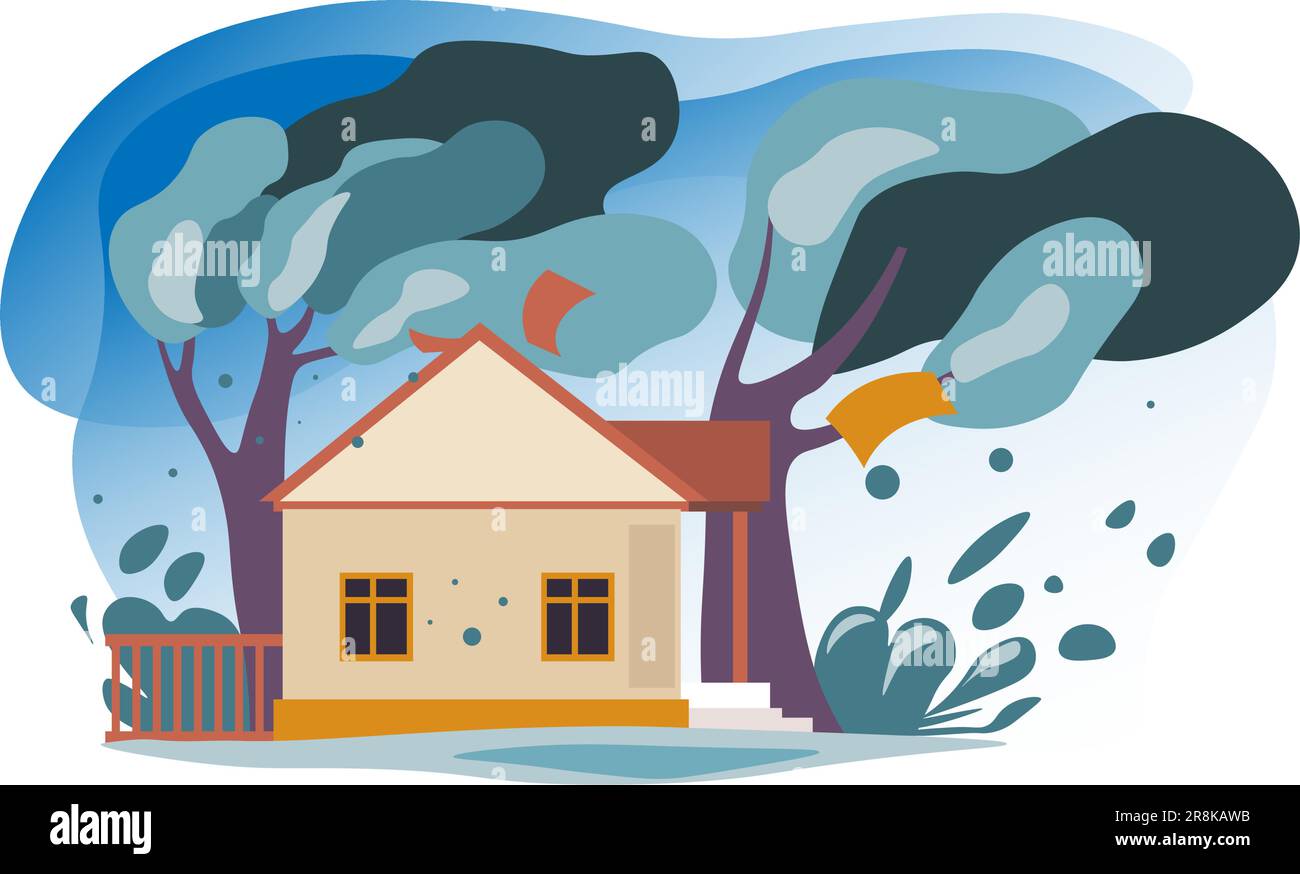 Weather conditions, strong wind or storm vector Stock Vector Image ...