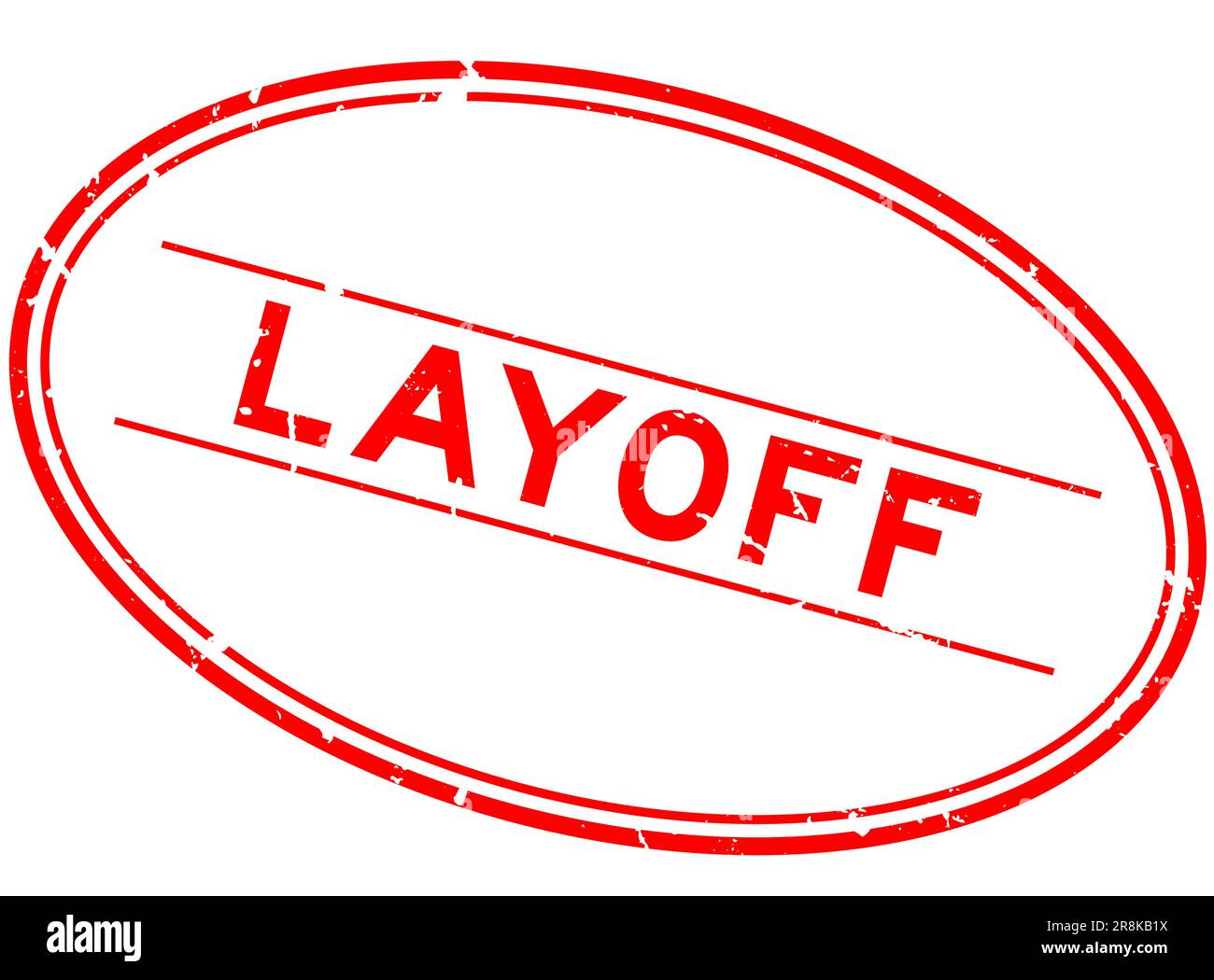 Grunge red layoff word oval rubber stamp in white background Stock ...