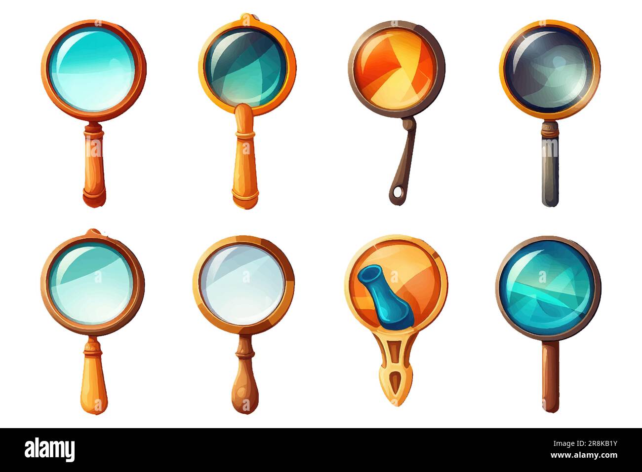 ui set vector illustration of magnifying glass isolate on white ...