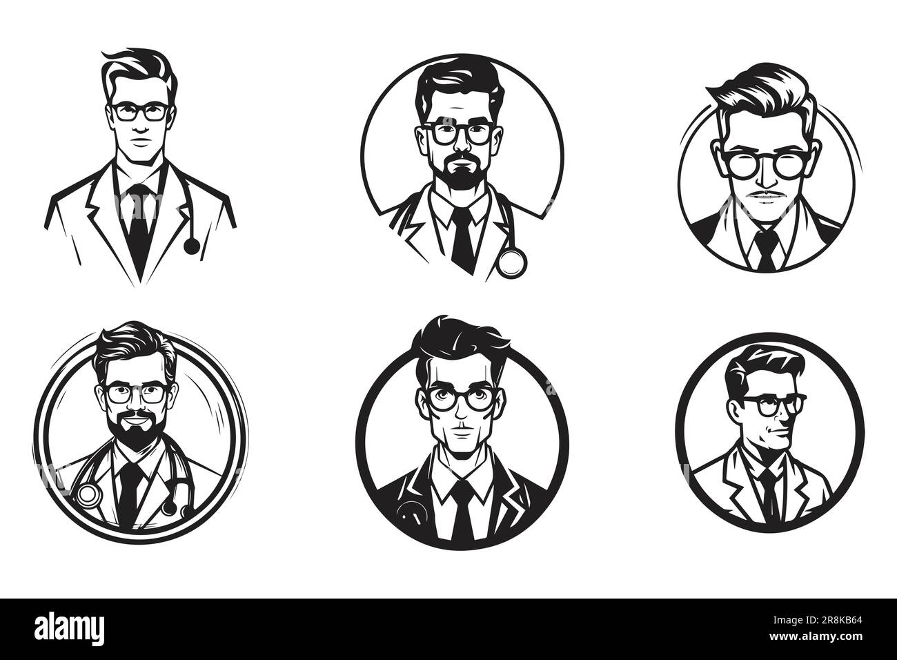 Hand Drawn vintage doctor logo in flat style isolated on background ...