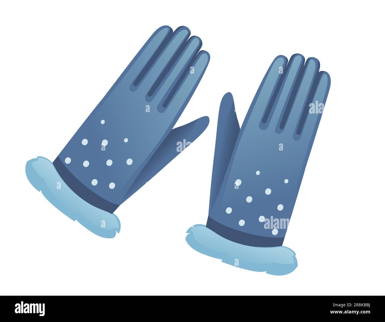 Warm Textile Pair Of Winter Gloves Blue Color Vector Illustration On White Background Stock 