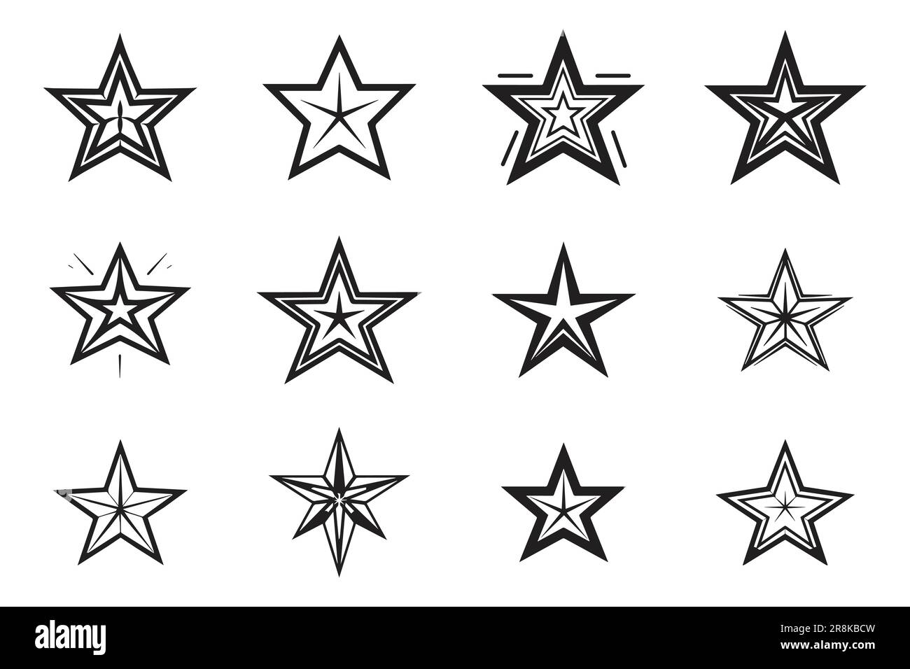 Hand Drawn vintage star logo in flat style isolated on background Stock ...