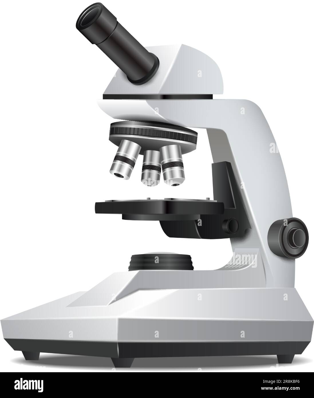 realistic vector icon. Laboratory equipment microscope. Sience and ...