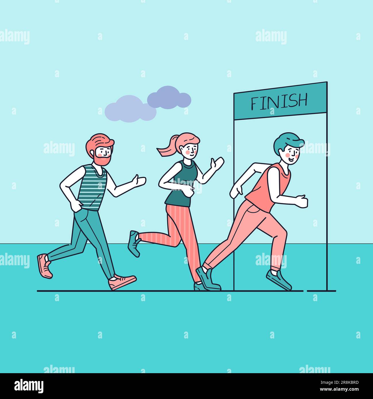 Group of sportsmen running marathon vector illustration Stock Vector ...