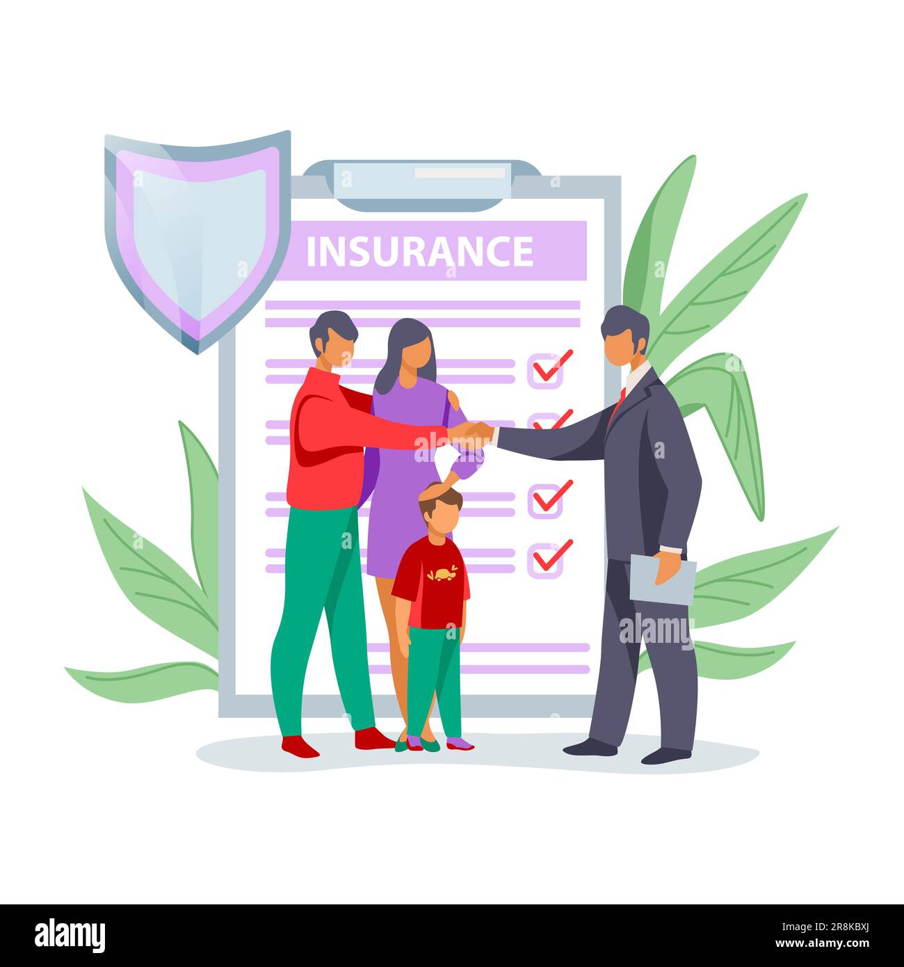 Father shaking hands with insurance agent Stock Vector Image & Art - Alamy