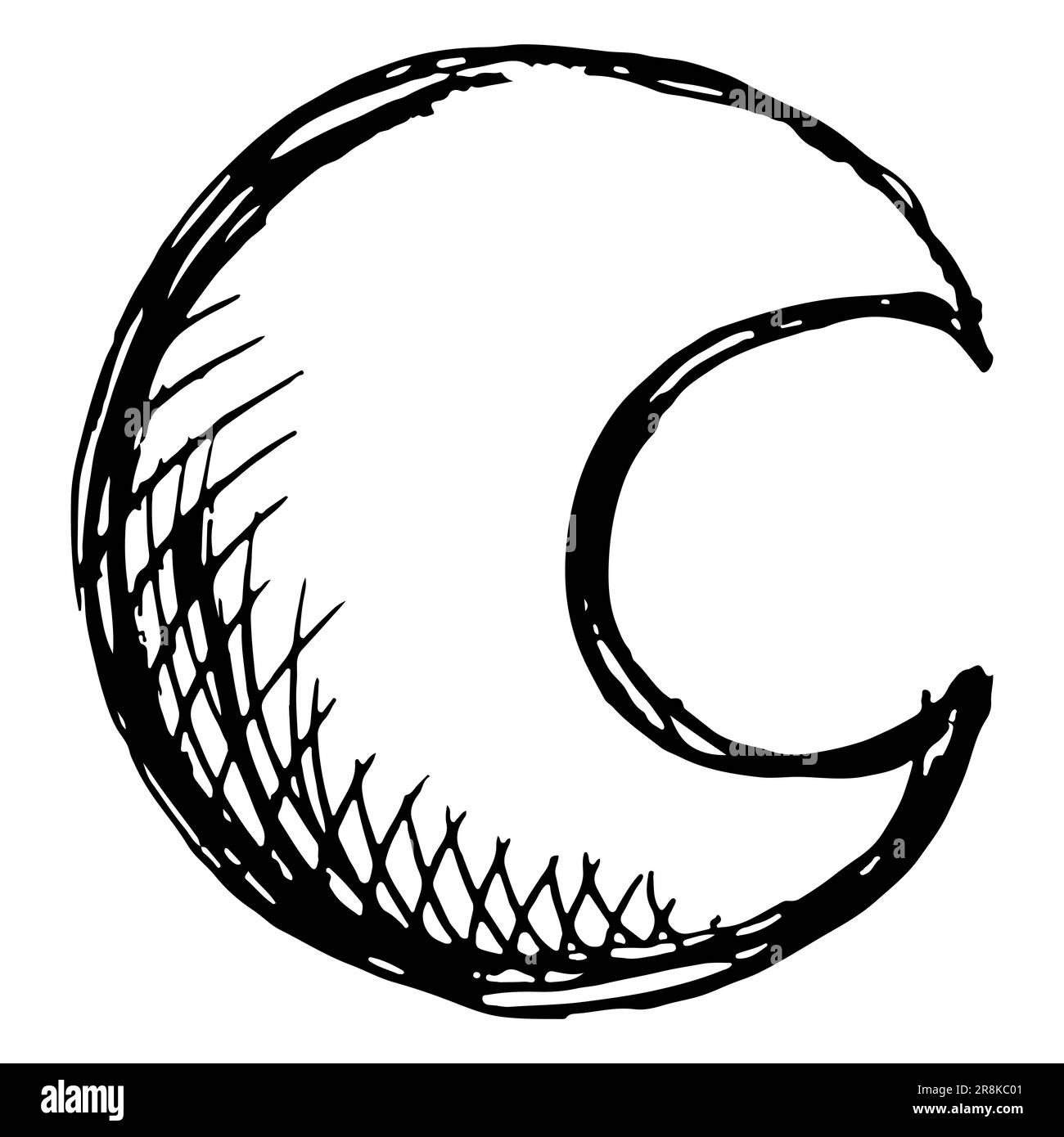 Monochrome cartoon moon sketched vector line art Stock Vector Image ...