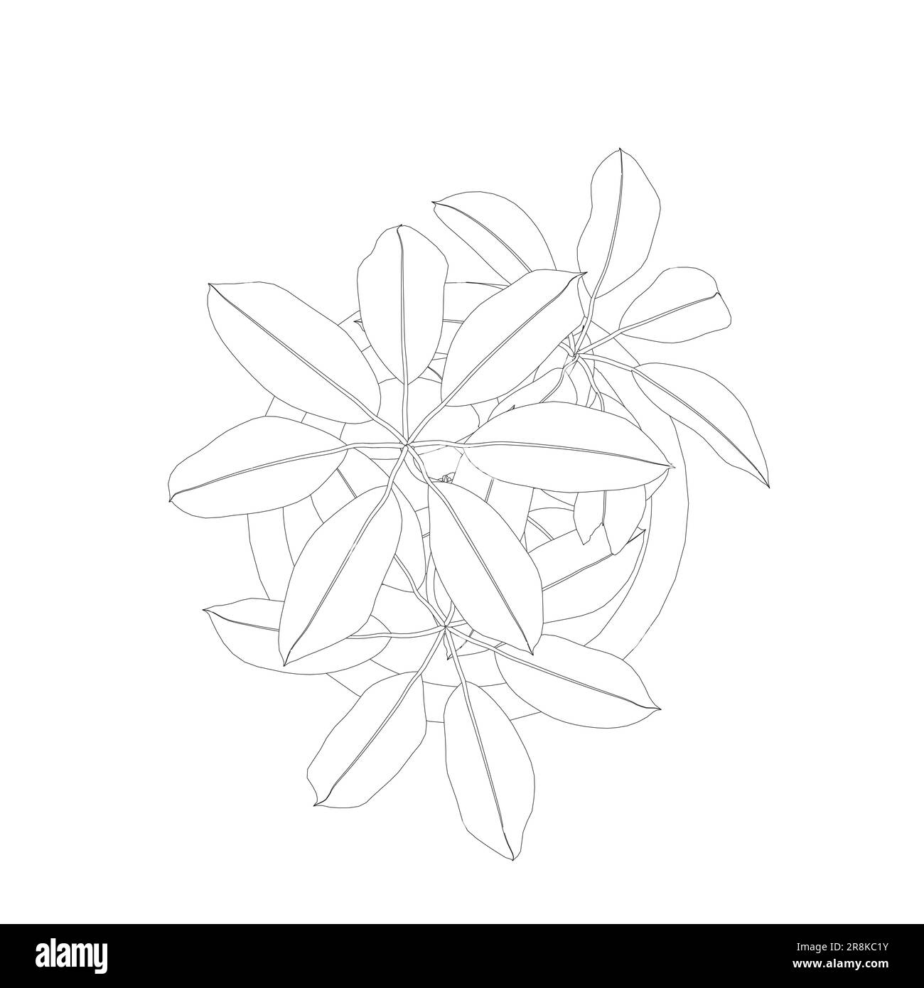 Plant in flower pot outline. Line, solid and filled outline version ...