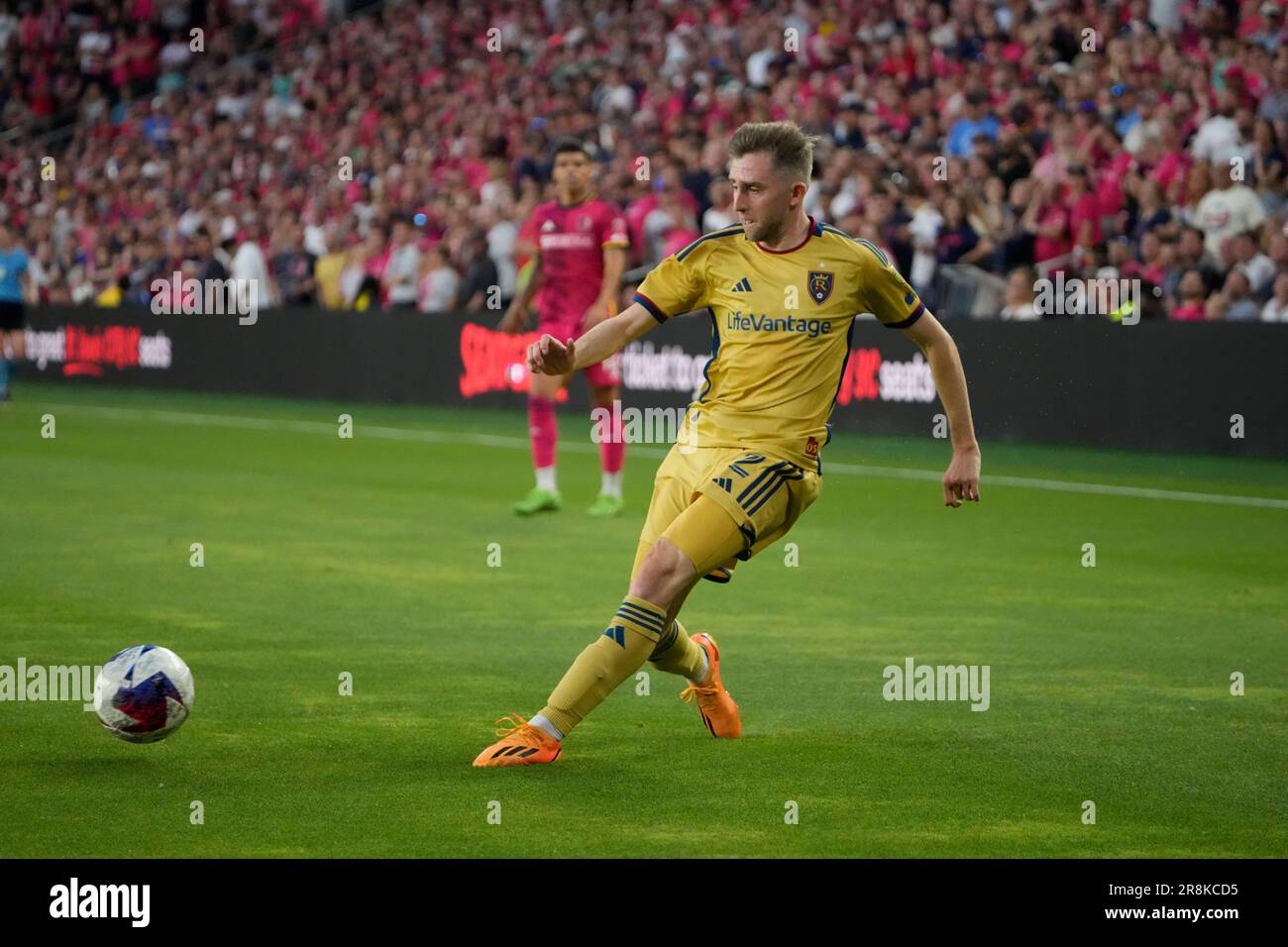 Real Salt Lake's Andrew Brody passes during the first half of an MLS ...