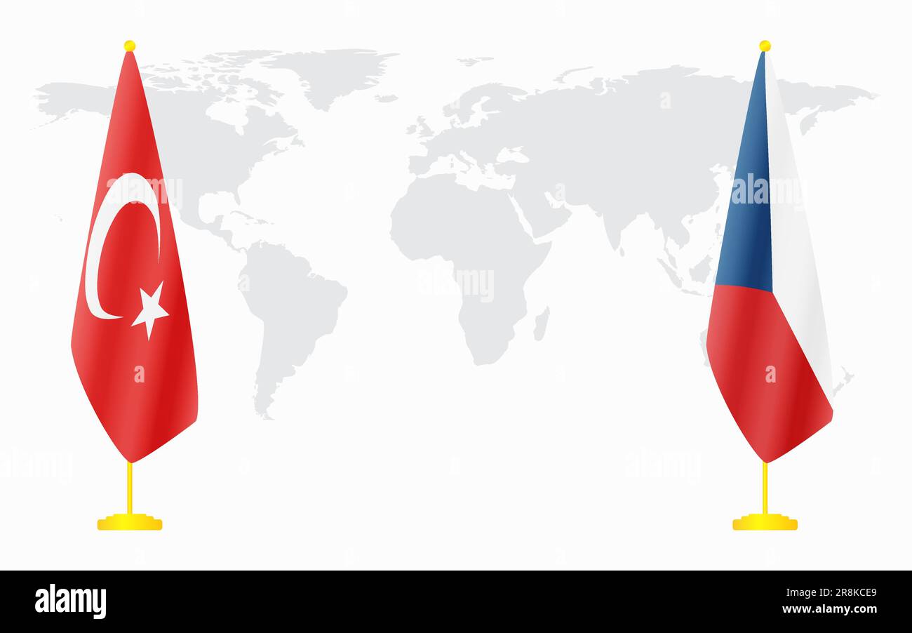 Turkey and Czech Republic flags for official meeting against background ...