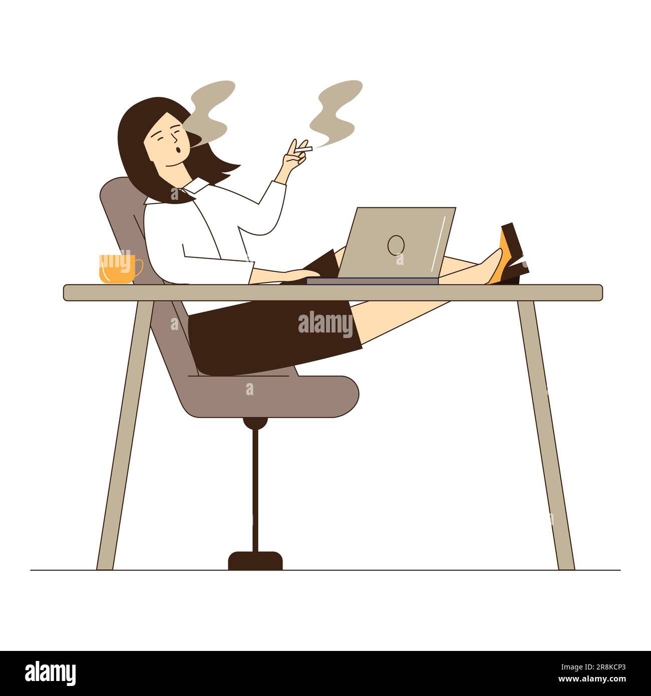 Employee smoking at workplace Stock Vector Image & Art - Alamy