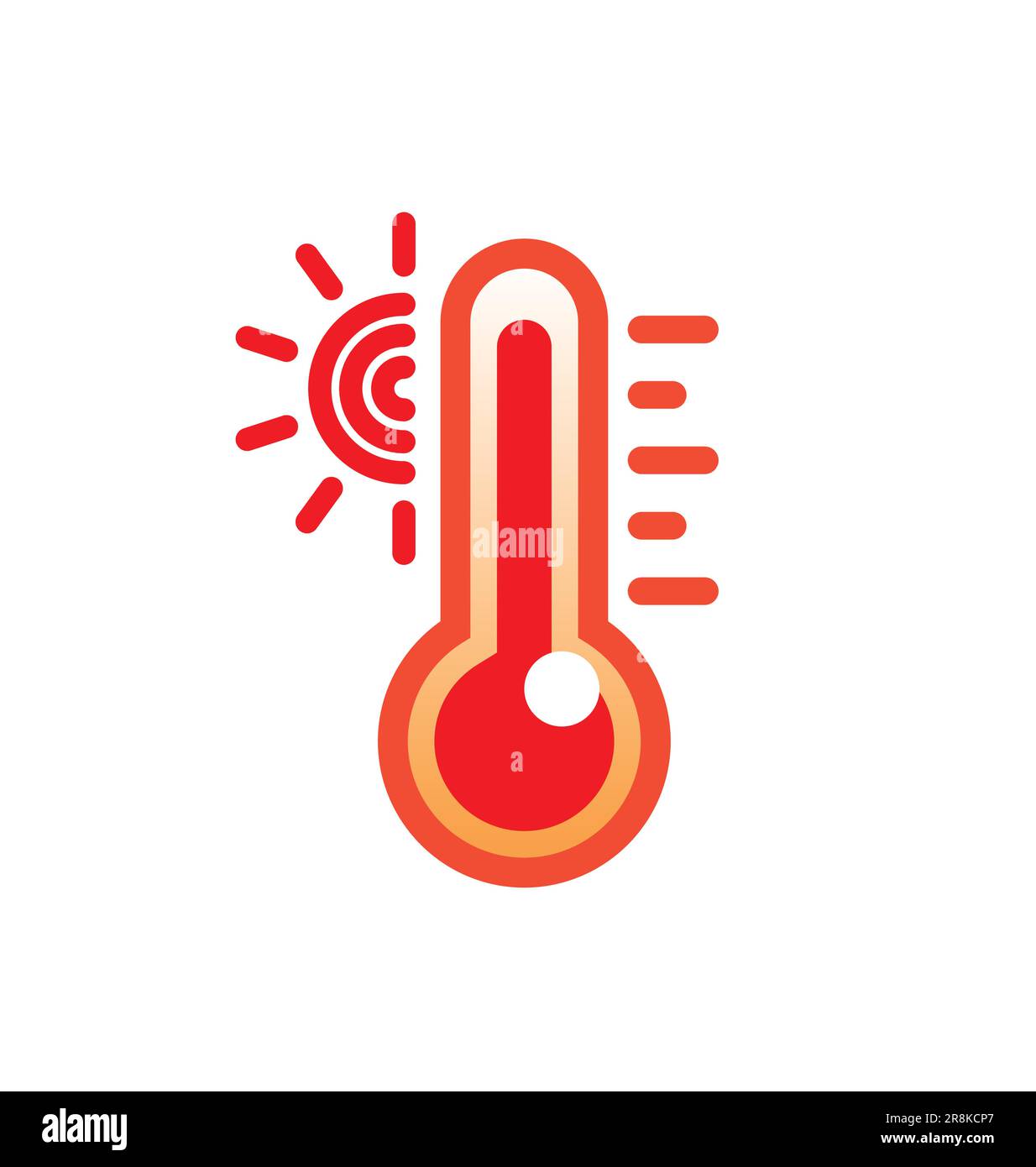 simple classic hot red thermometer temperature icon with sun small ...