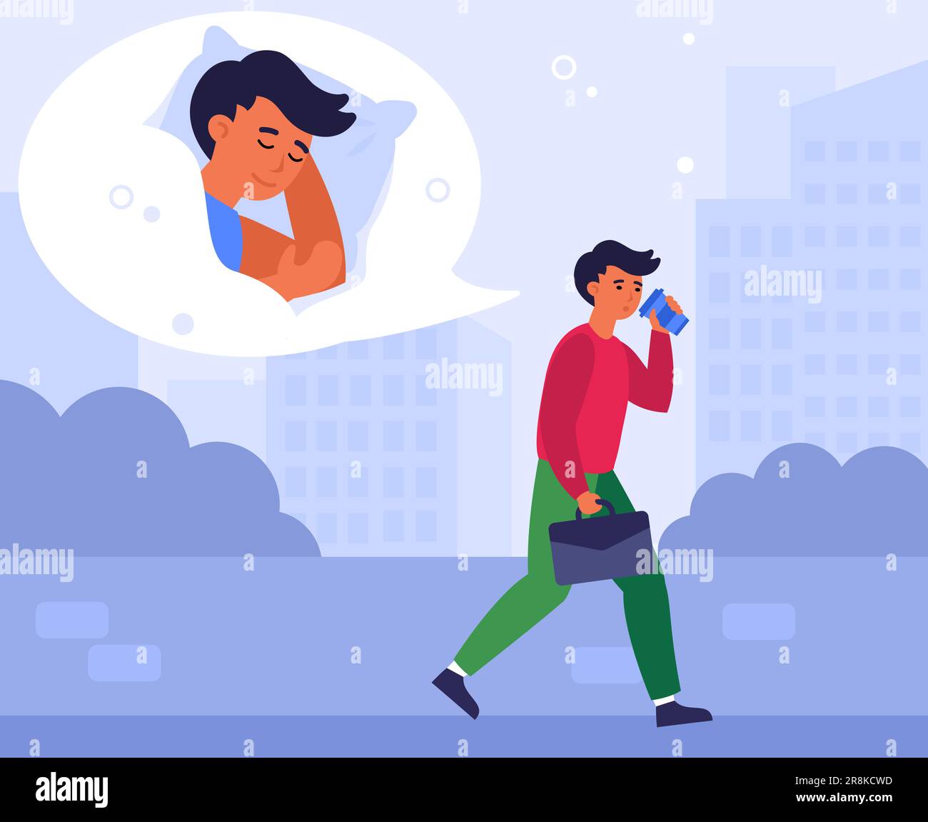 Tired burnout man sleeping Stock Vector Images - Alamy