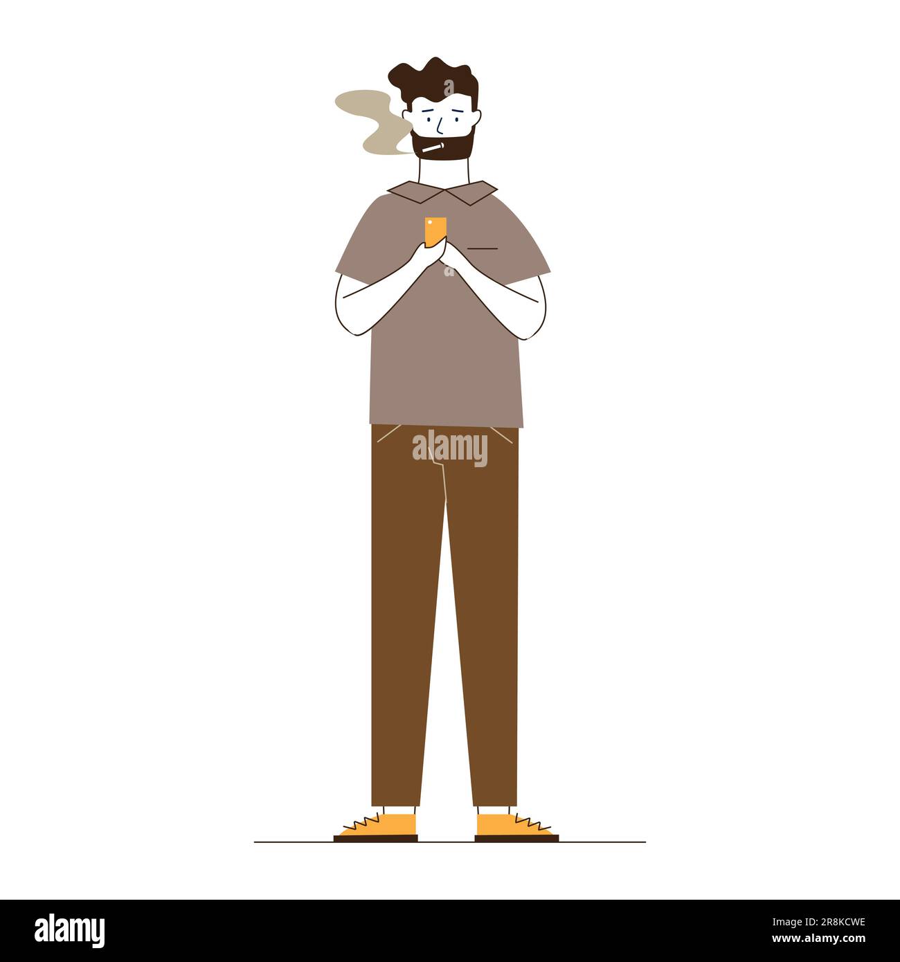 Flat design smoking man Stock Vector Images - Alamy