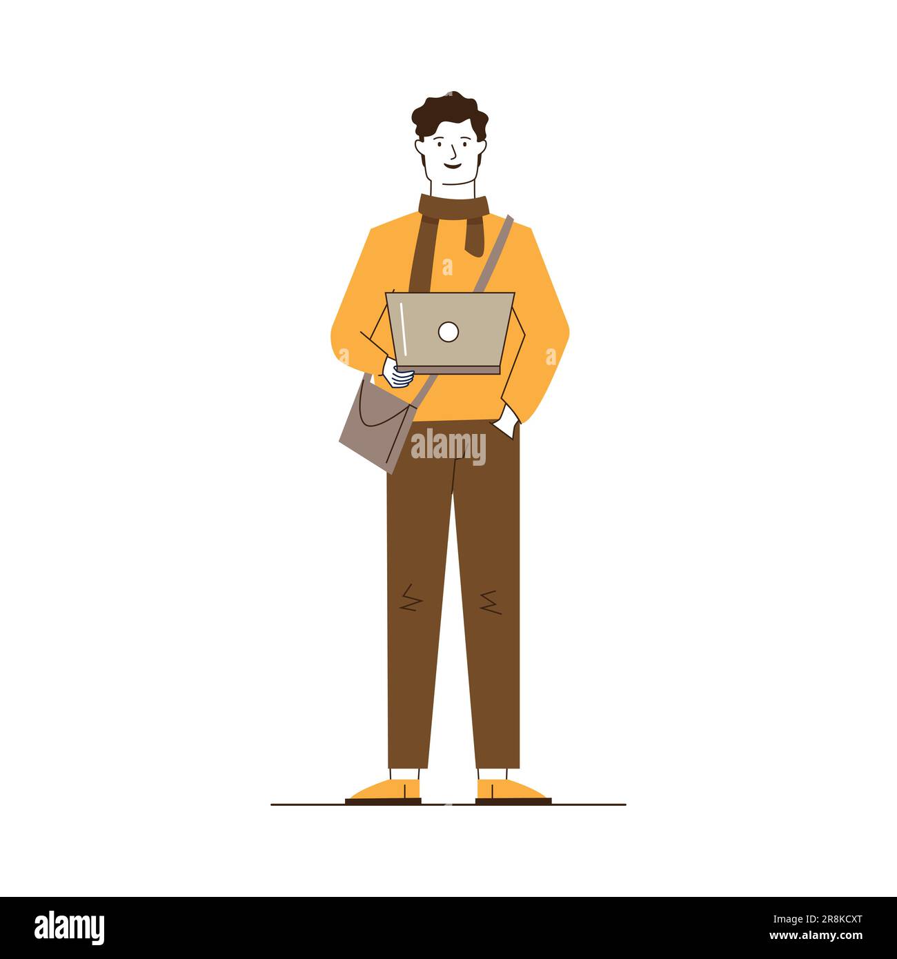 Cartoon man holding laptop Stock Vector Image & Art - Alamy