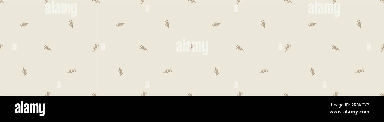 Quirky floral lino cut motif vector border. Seamless decoration of ...