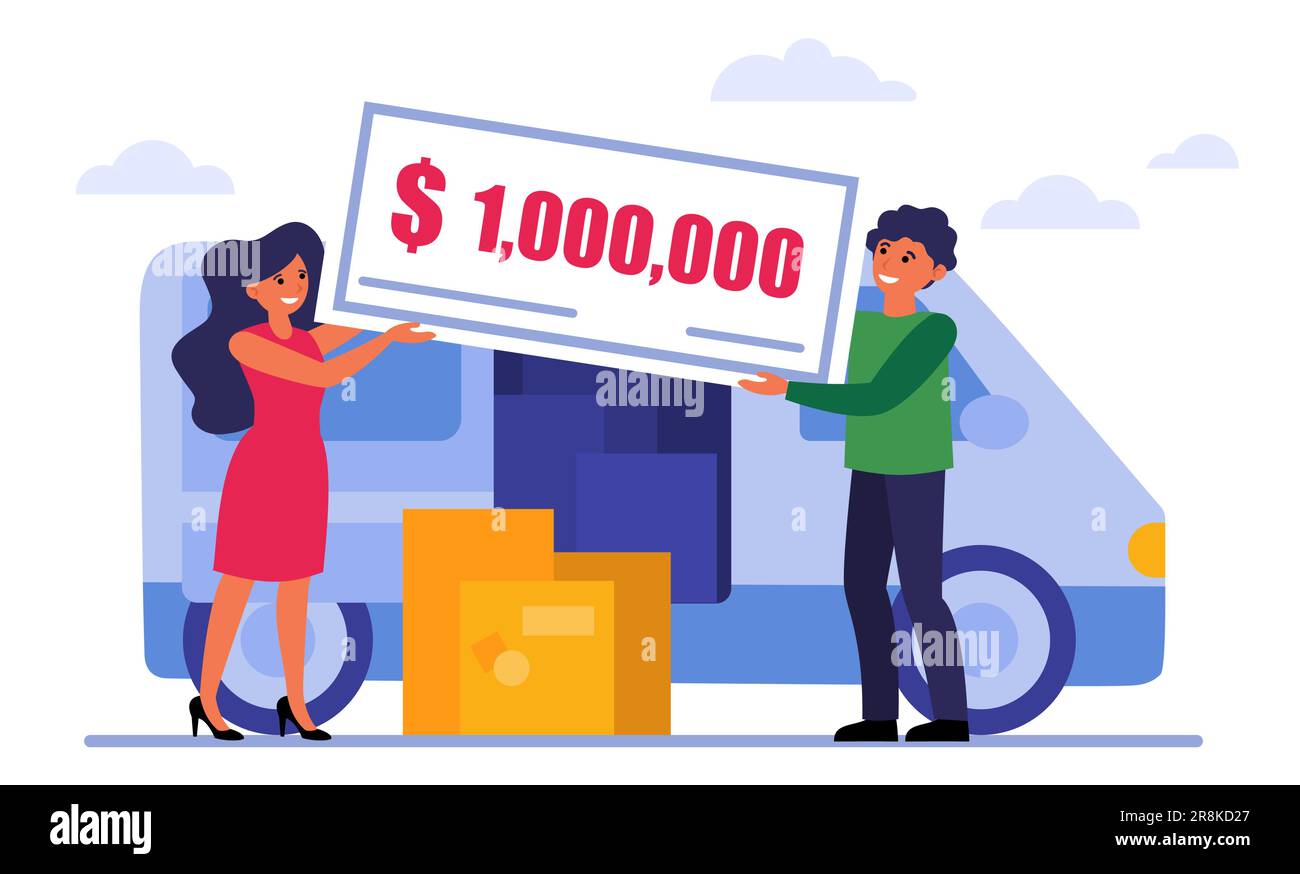 Happy couple winning money prize Stock Vector Image & Art - Alamy