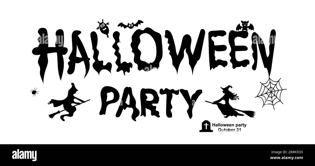 Happy Halloween Text Banner, Vector illustration Stock Vector Image ...