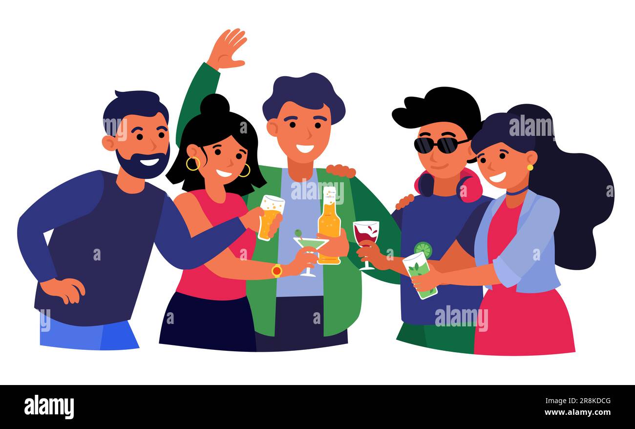 Group drinking beer cheers pub Stock Vector Images - Alamy