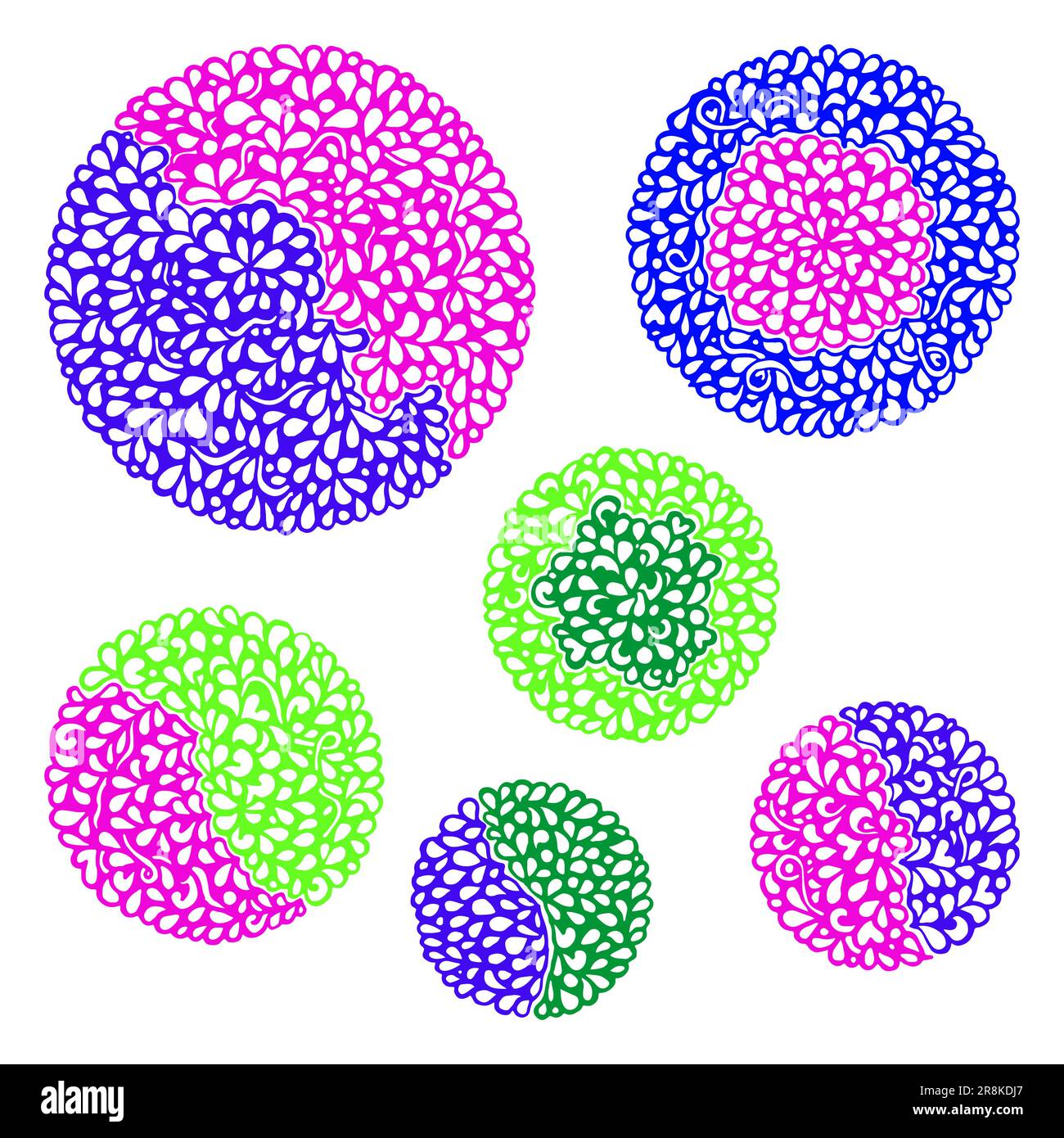 Doodle colorful circle ornamental mandala set vector Stock Vector Image ...