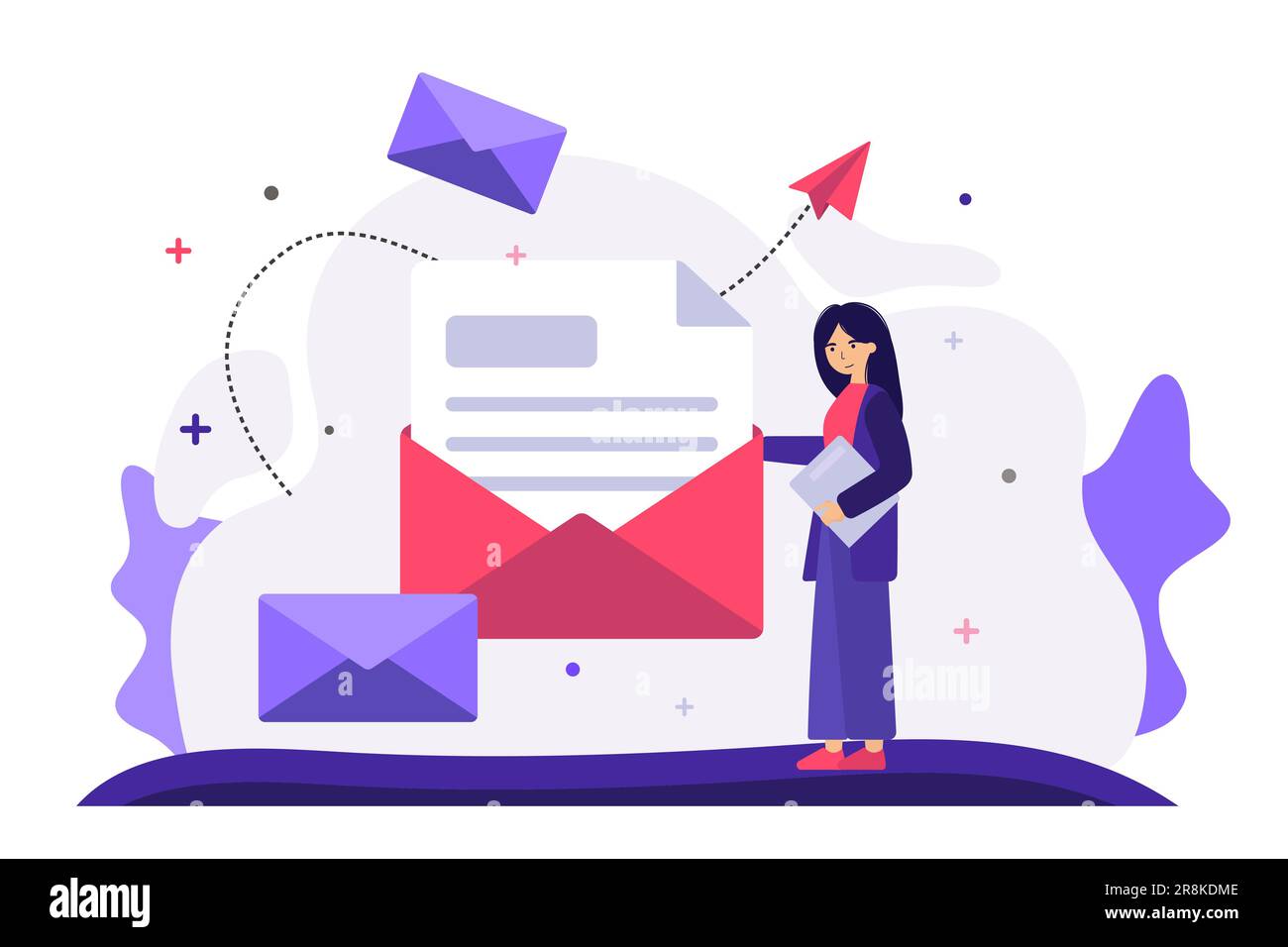 Cartoon woman holding huge envelope with letter Stock Vector Image ...