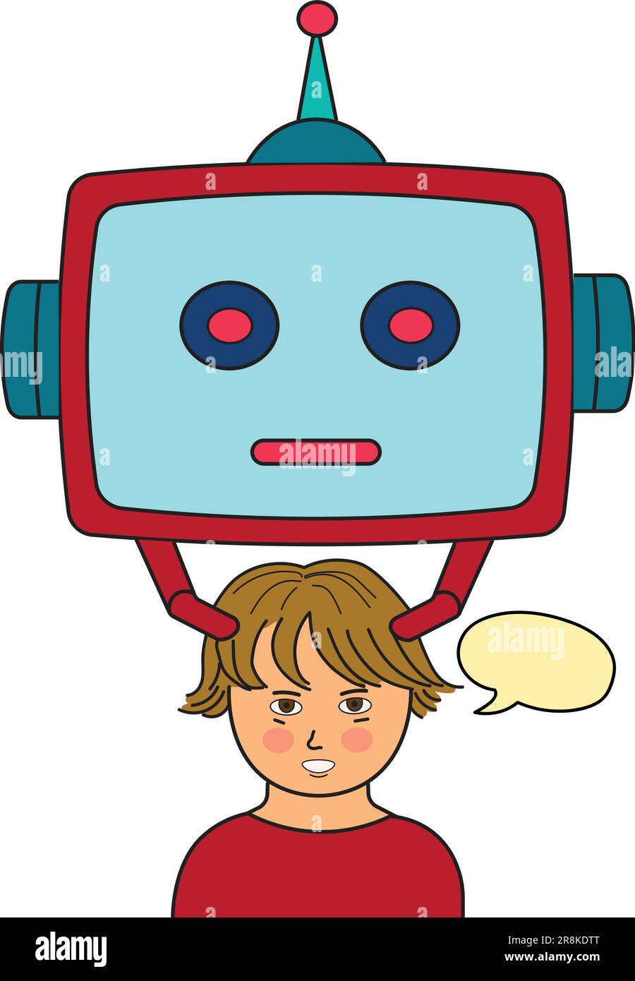 Robot controlling human's brain. Artificial intelligence technology and ...