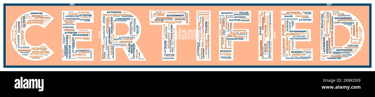 CERTIFIED text filled with related keywords of various sizes. Certified ...
