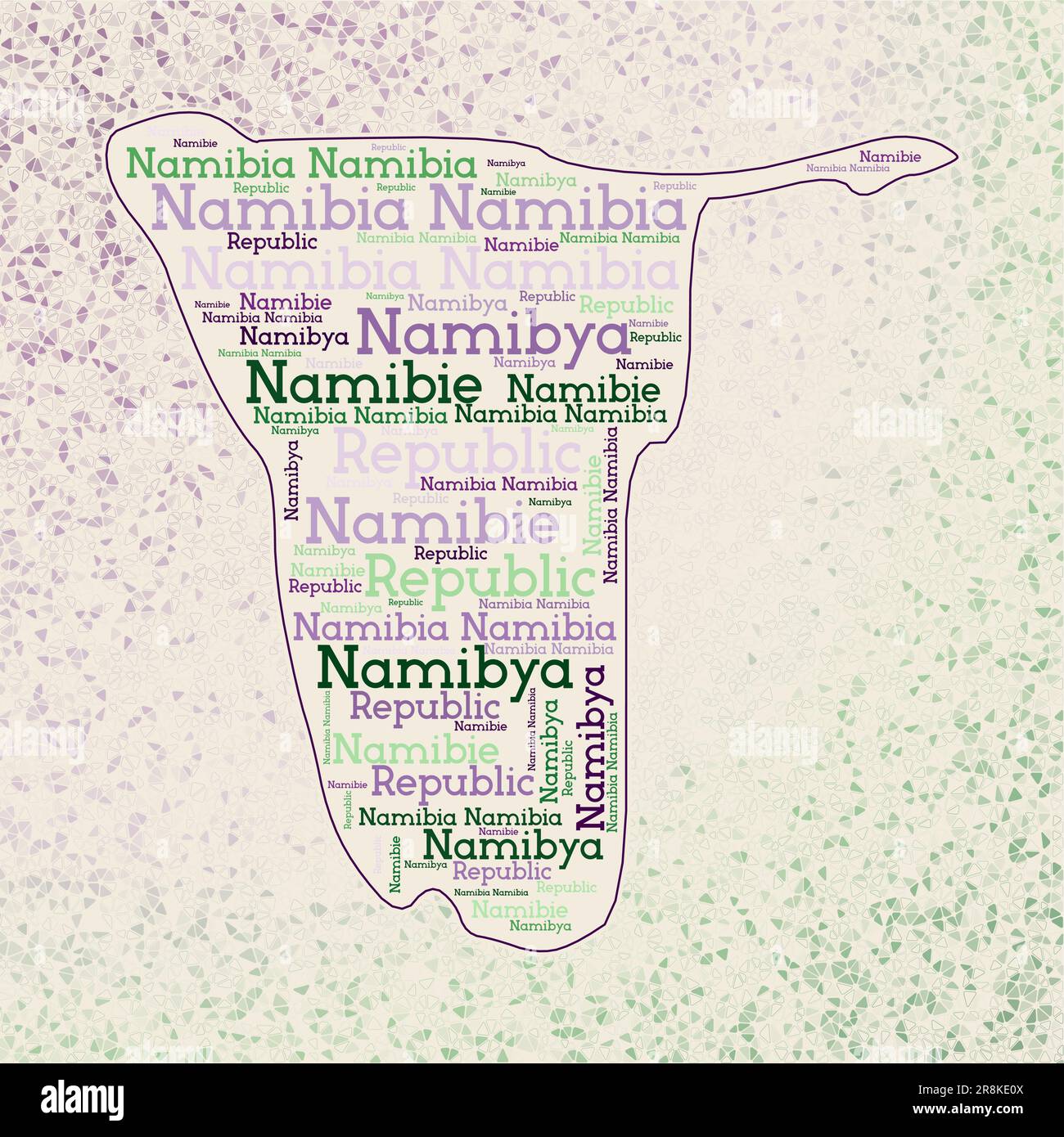 Namibia shape with country names word cloud in multiple languages ...