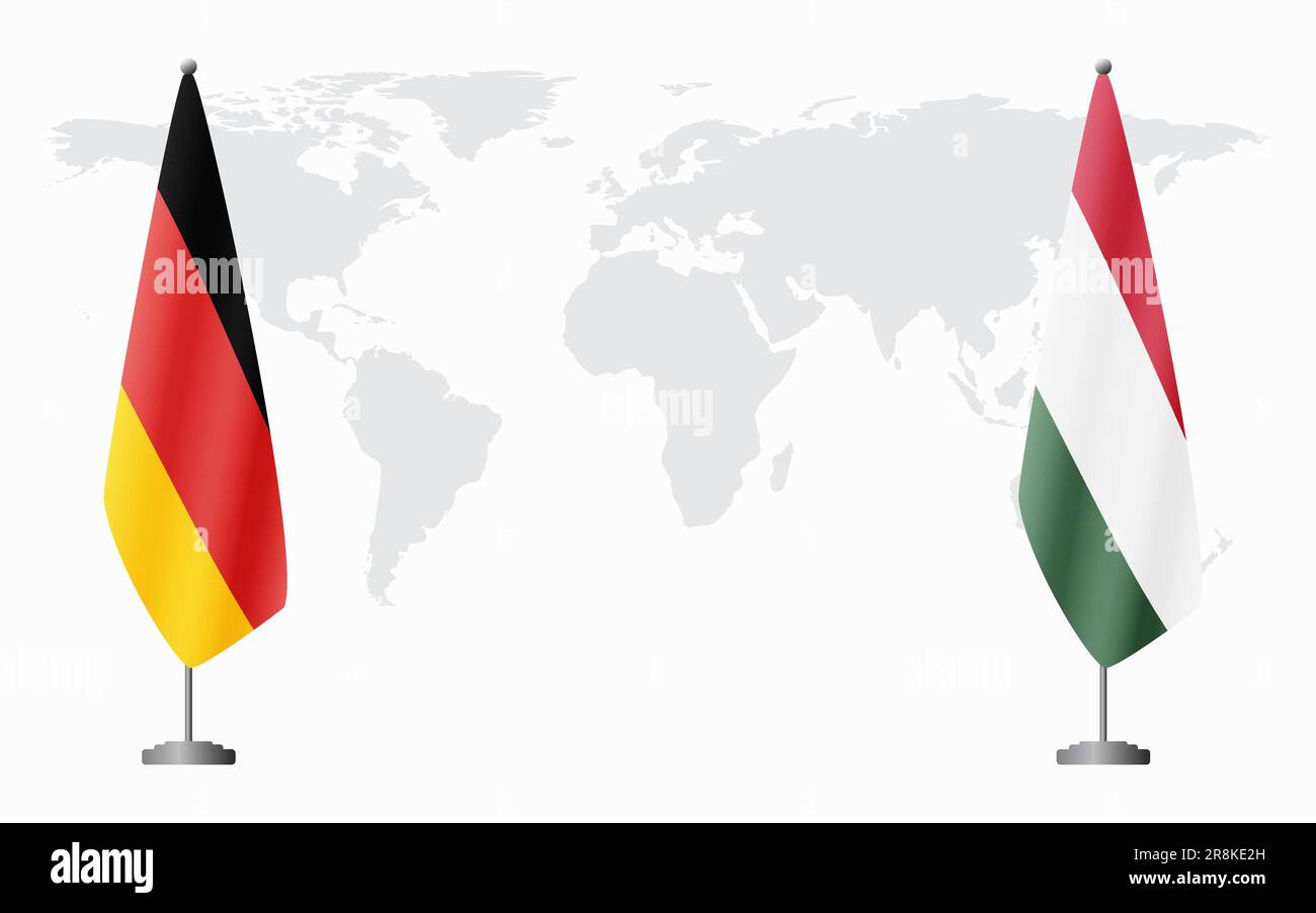 Germany and Hungary flags for official meeting against background of ...