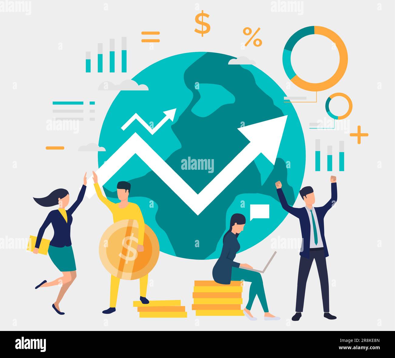 Cartoon character globe business graph hi-res stock photography and ...