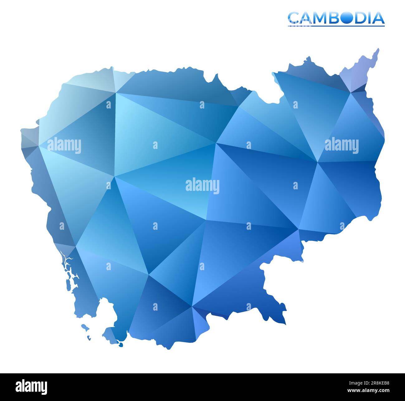Vector polygonal Cambodia map. Vibrant geometric country in low poly style. Astonishing ...