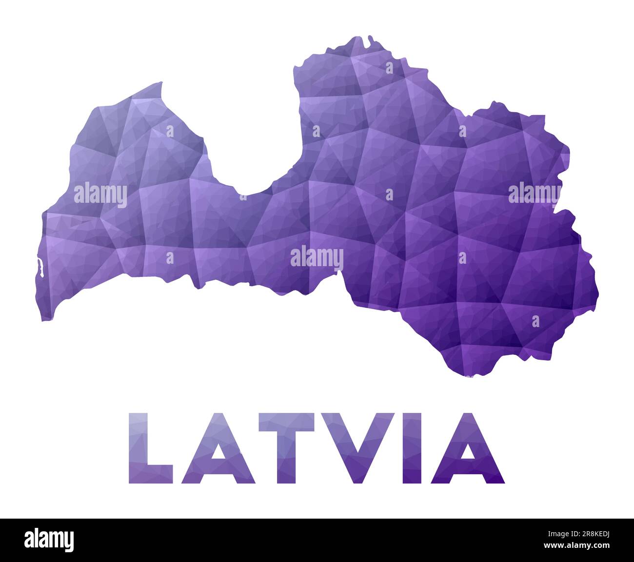 Map of Latvia. Low poly illustration of the country. Purple geometric design. Polygonal vector ...