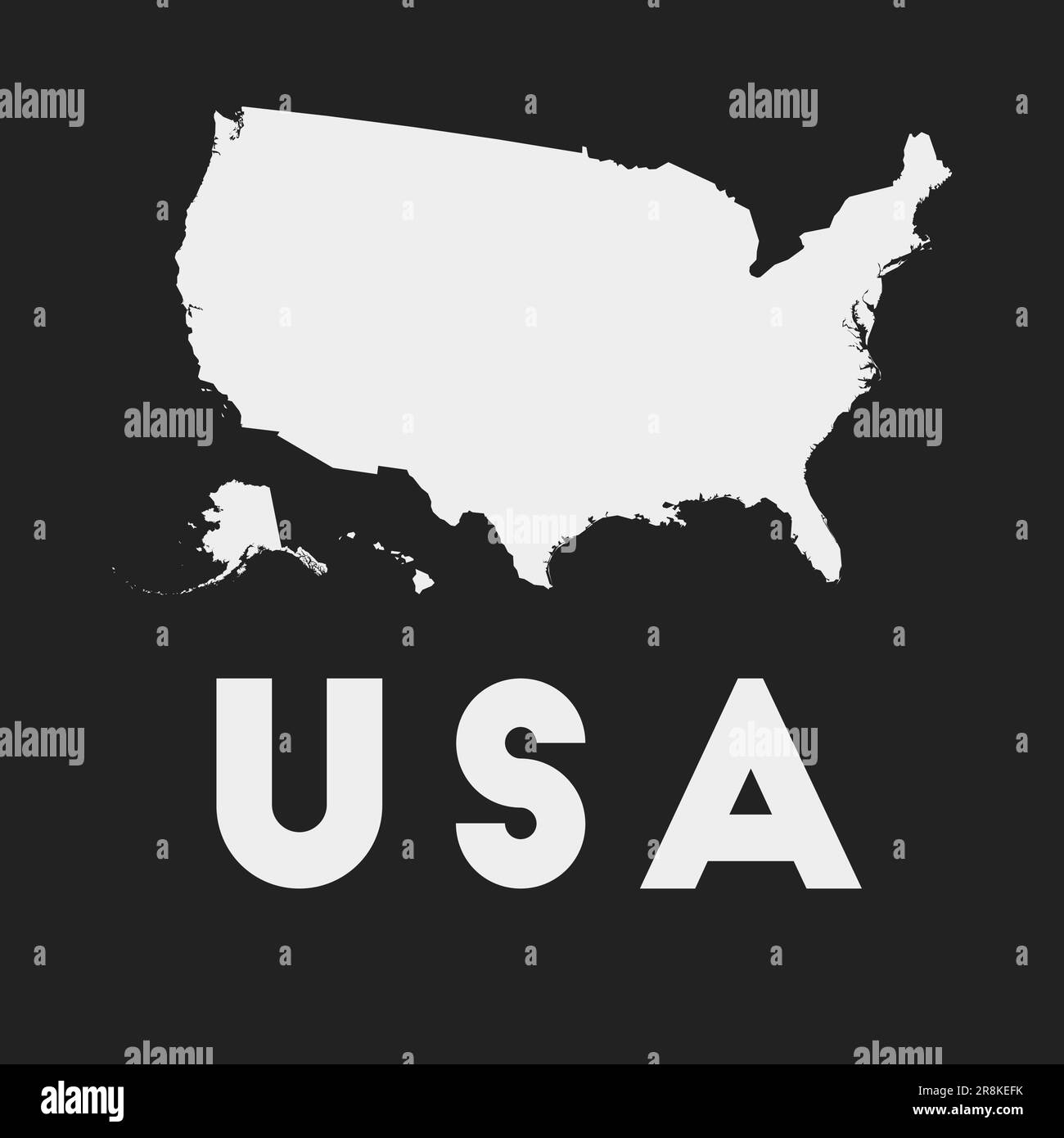 USA icon. Country map on dark background. Stylish USA map with country ...