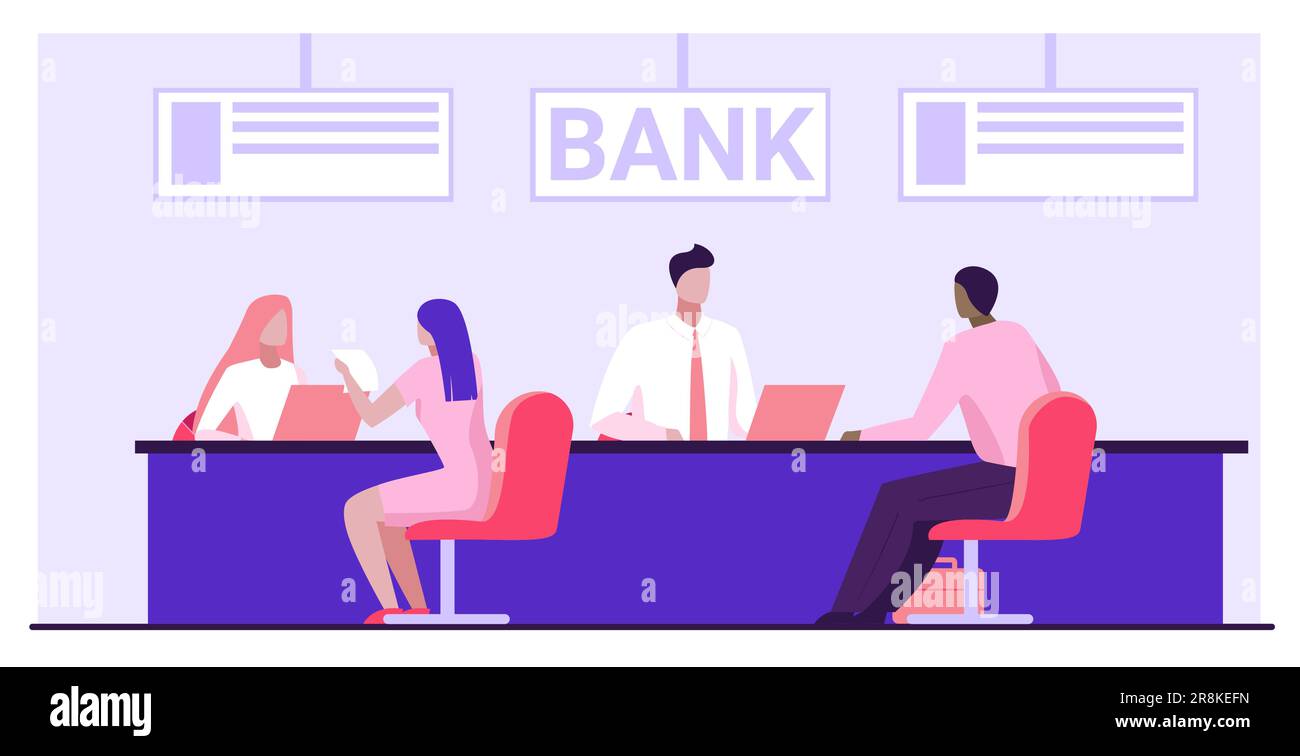 Bank workers providing service to clients Stock Vector Image & Art - Alamy