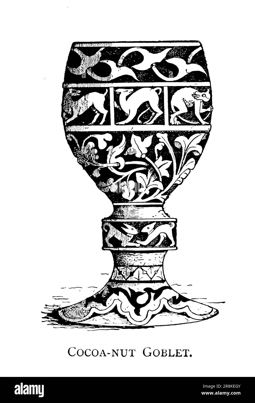 Cocoa-nut Goblet lineart sketch from the book ' A manual of wood ...