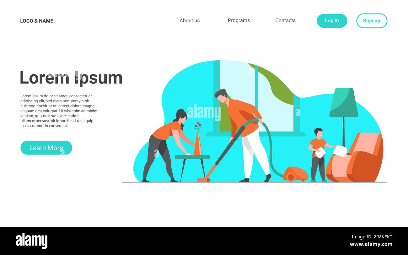 Happy family housekeeping together flat vector illustration Stock ...