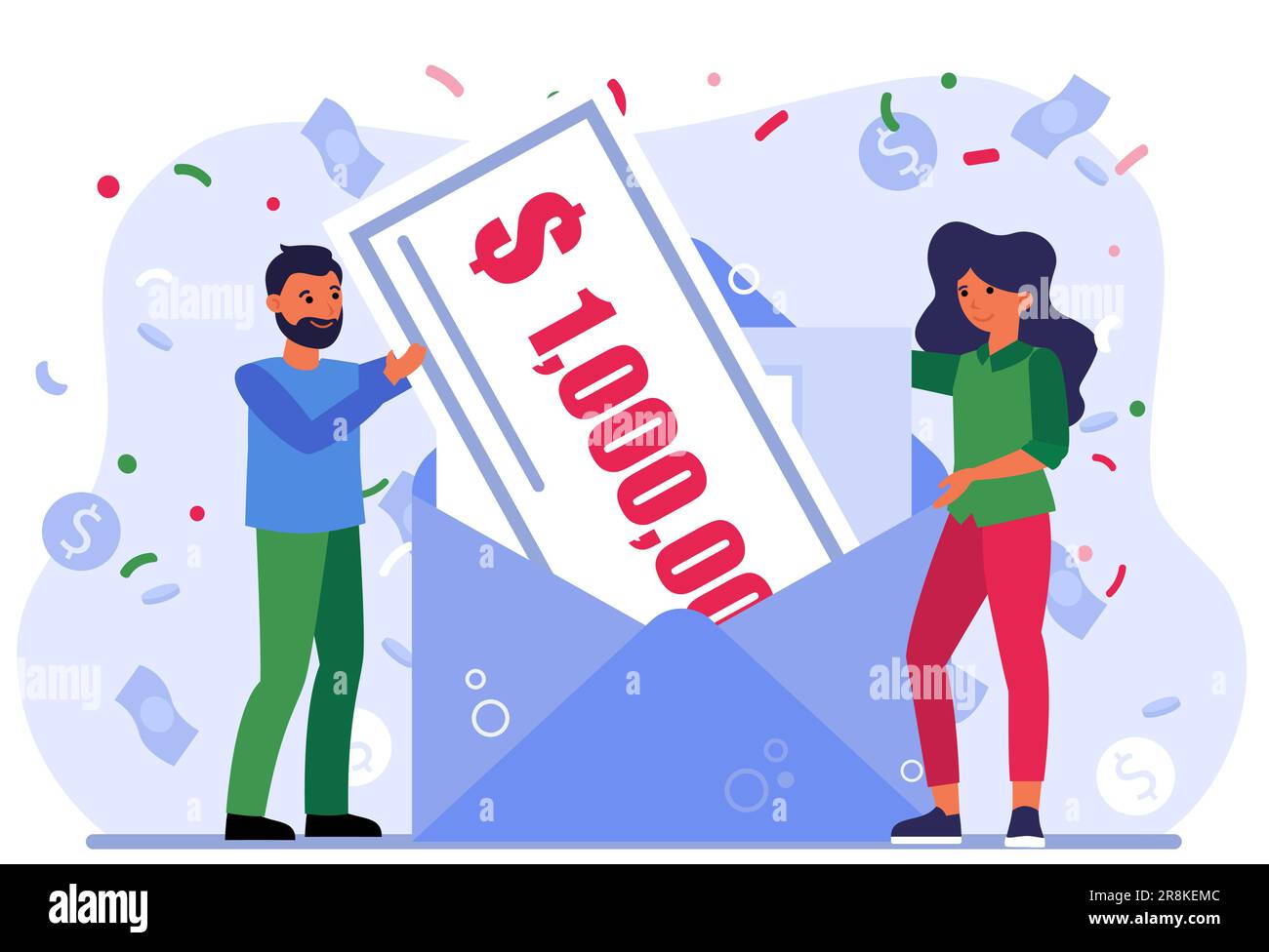 Cheerful people winning money prize Stock Vector Image & Art - Alamy