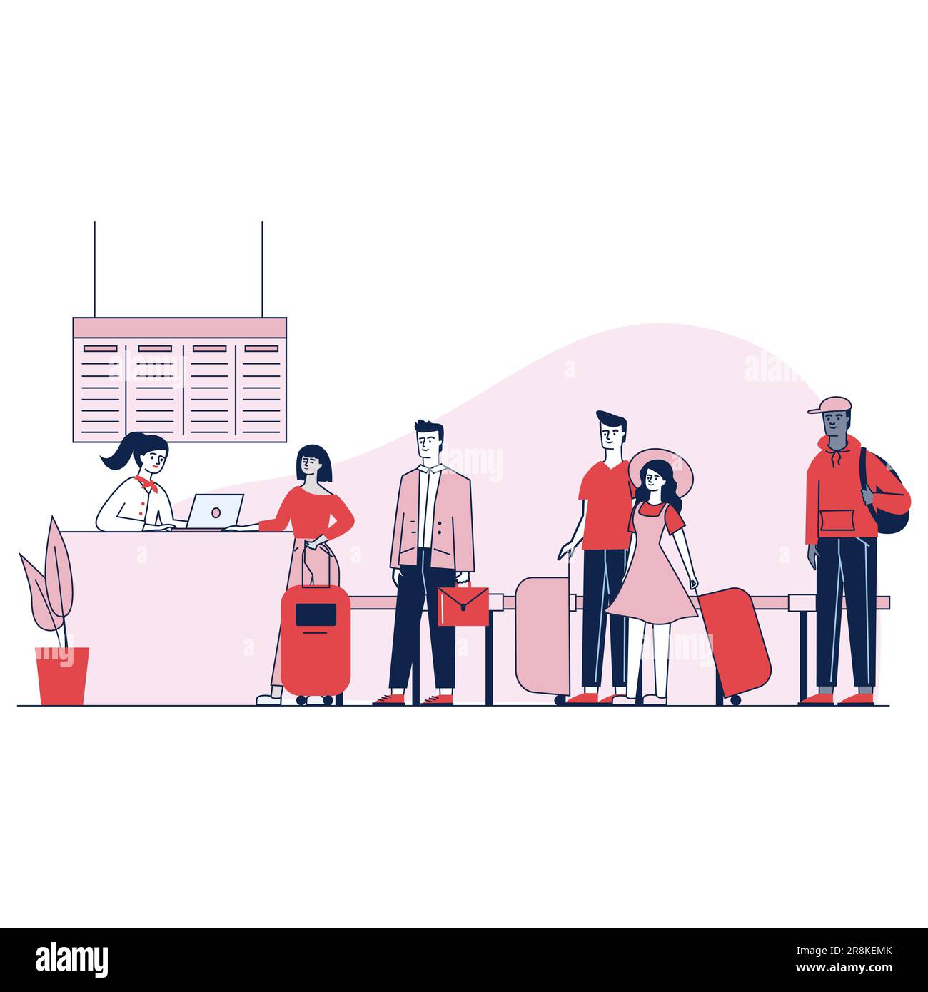 Queue line waiting departure Stock Vector Images - Alamy