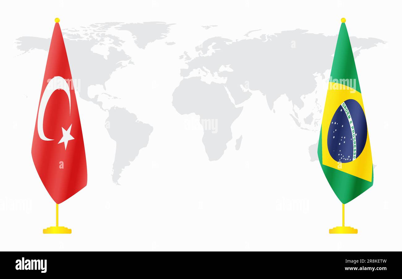 Turkey and Brazil flags for official meeting against background of ...