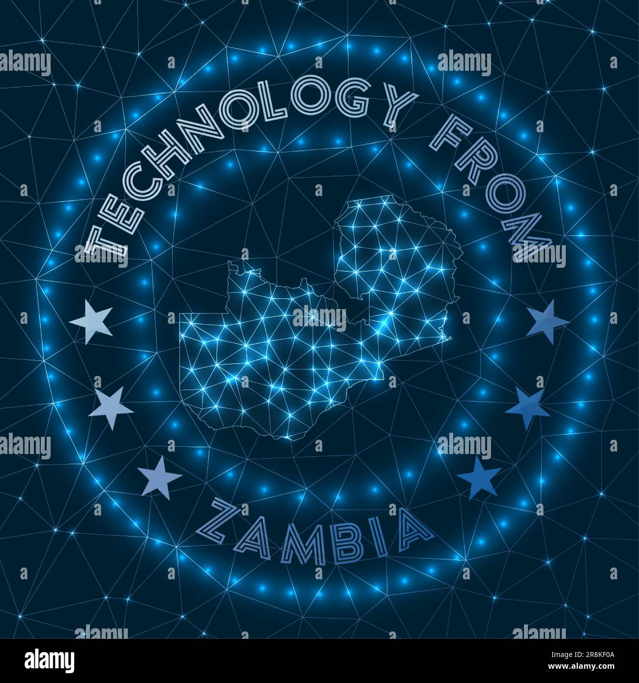 Technology From Zambia. Futuristic geometric badge of the country ...